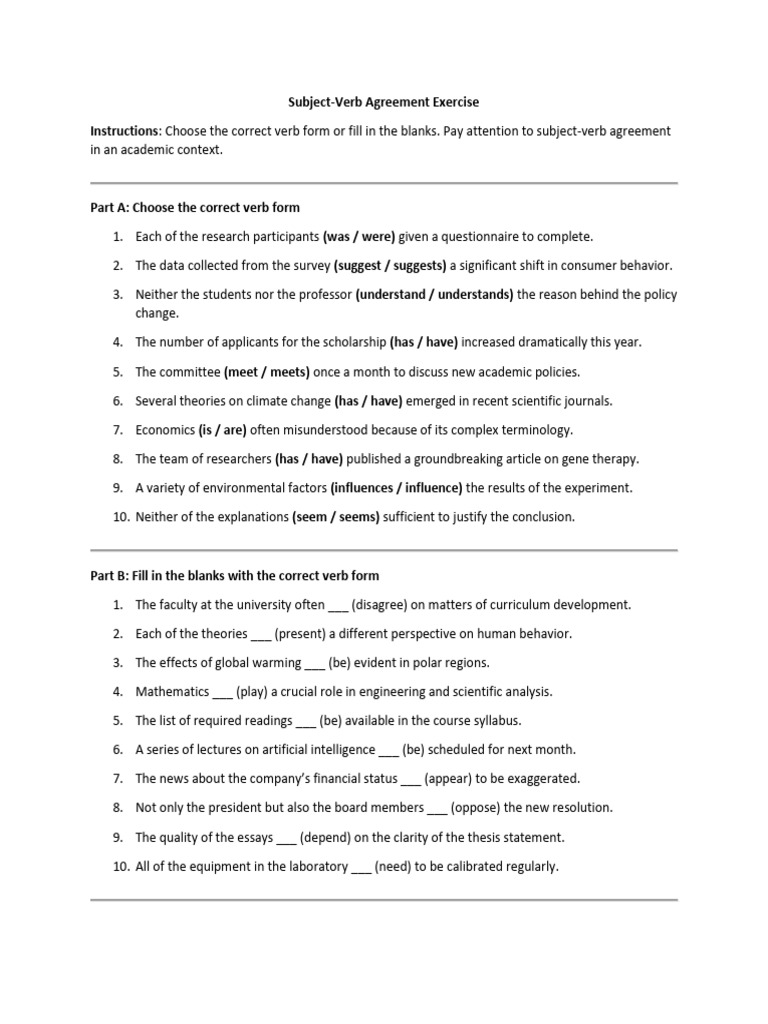 Subject-Verb Agreement - Academic | PDF | Behavior | Scientific Method