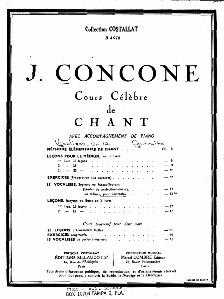 Concone Giuseppe Vocalises Contralto | PDF