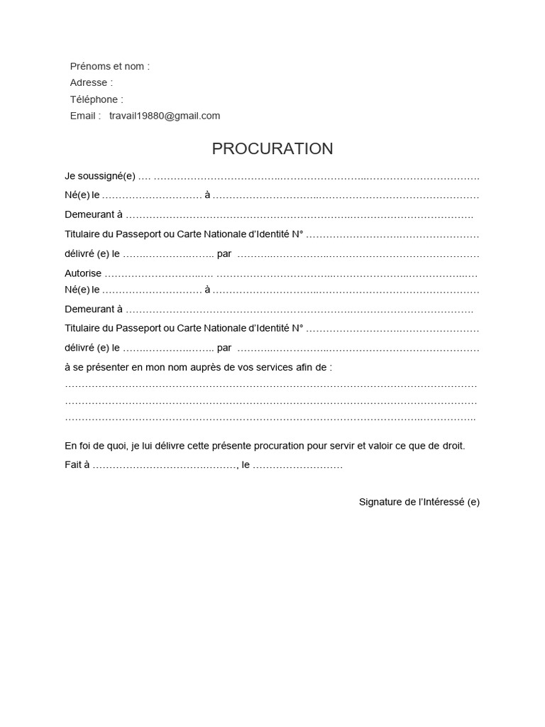 Modele Procuration Version 012024 | PDF