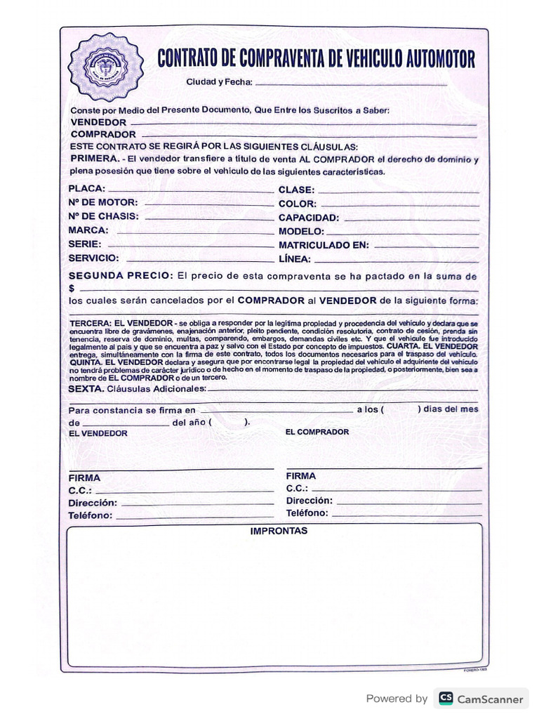 Formulario Compra Venta y Traspaso | PDF