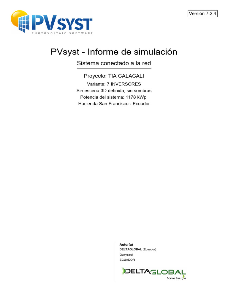 Calacali Pvsyst | PDF | Cantidad | Cantidades fisicas