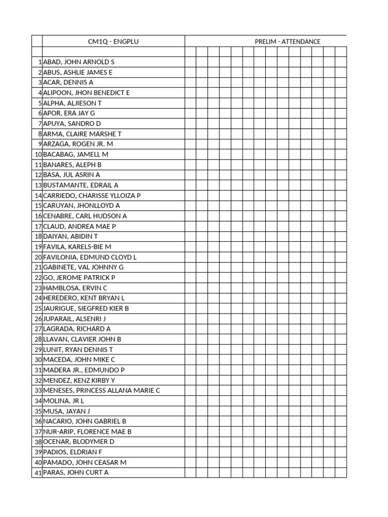 Attendance Template | PDF