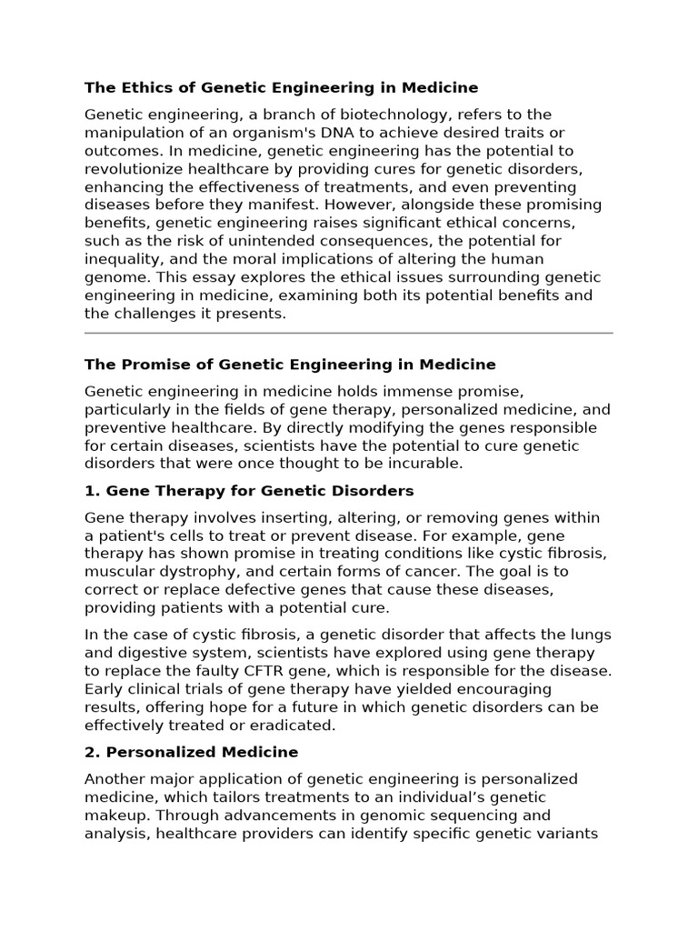 The Ethics of Genetic Engineering in Medicine | PDF | Gene Therapy ...