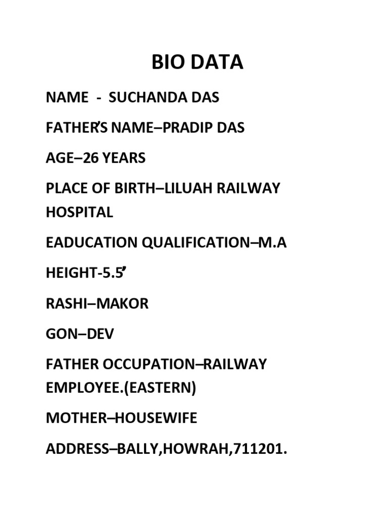 Bio Data Pradip Da | PDF