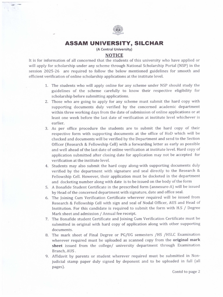 Notice On The Guidelines For Online Verification of Scholarship Form at ...