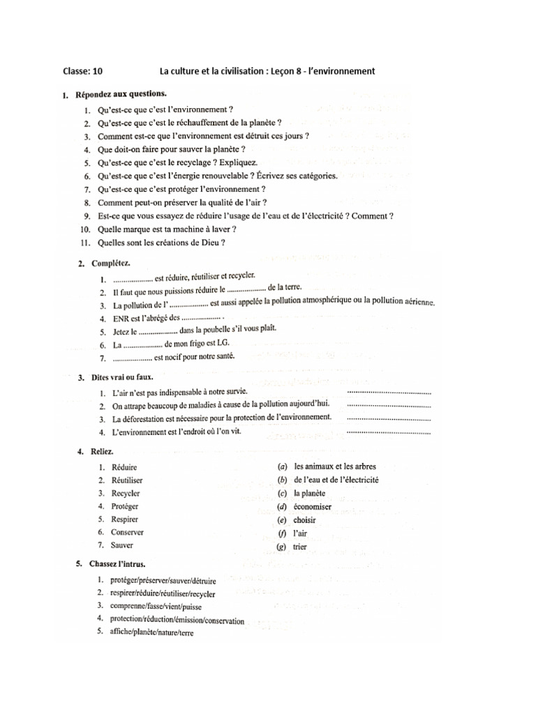 Lesson 8 - Lenvironnement - CC | PDF