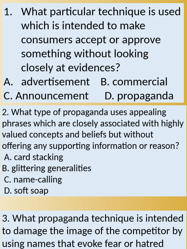 Unit Test 2 Propaganda | PDF | Propaganda | Human Communication