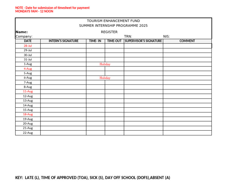 August Timesheet Submission Reminder | PDF