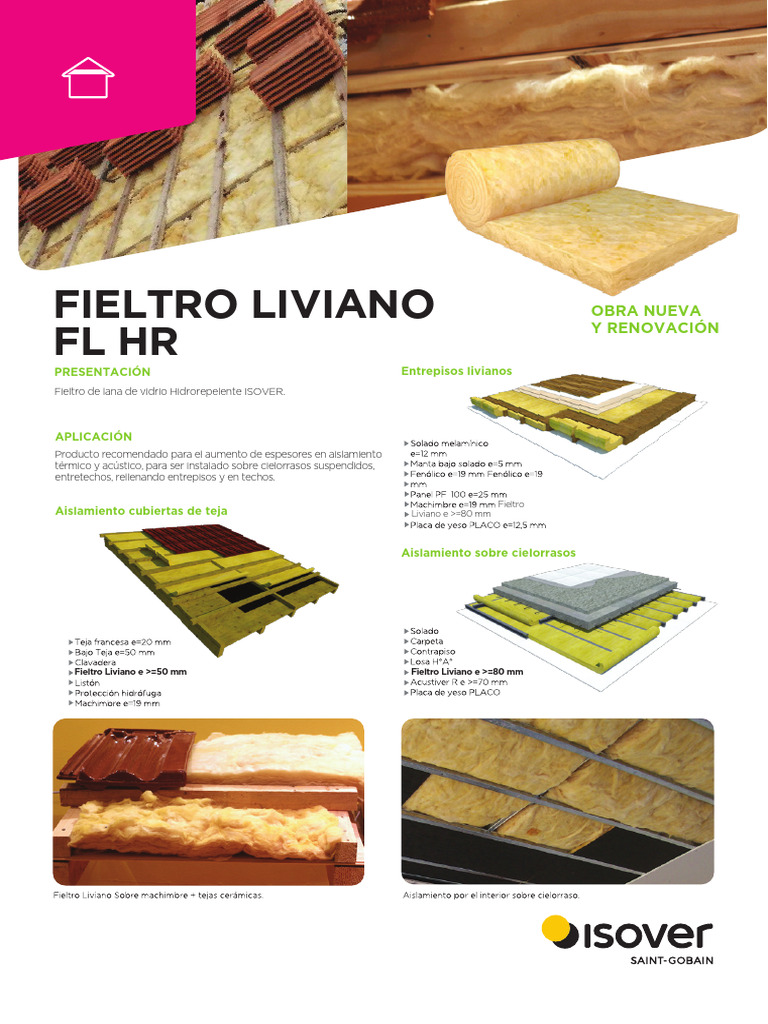 Fieltro de Lana de Vidrio ISOVER: Aislamiento Eficiente | PDF ...