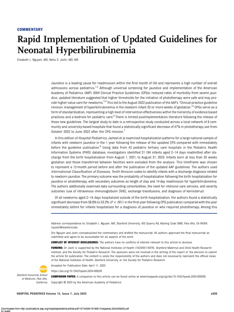 Updated Guidelines for Neonatal Jaundice | PDF | Human Diseases And ...