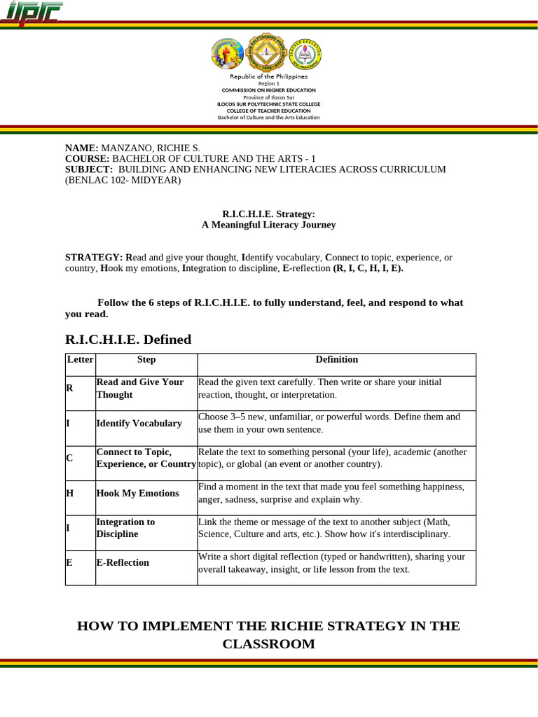 Richie BENLAC MCO 1 REVISED OFFICIAL PROJECT 1 | PDF | Vocabulary ...