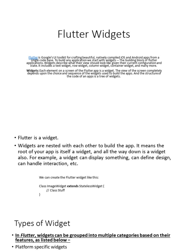 Flutter Complete Widgets | PDF | Mobile App | Computing