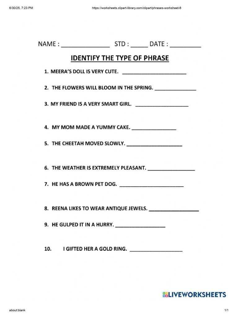 Https Worksheets - Clipart-Library - Com Clipart Phrases-Worksheet-6 | PDF