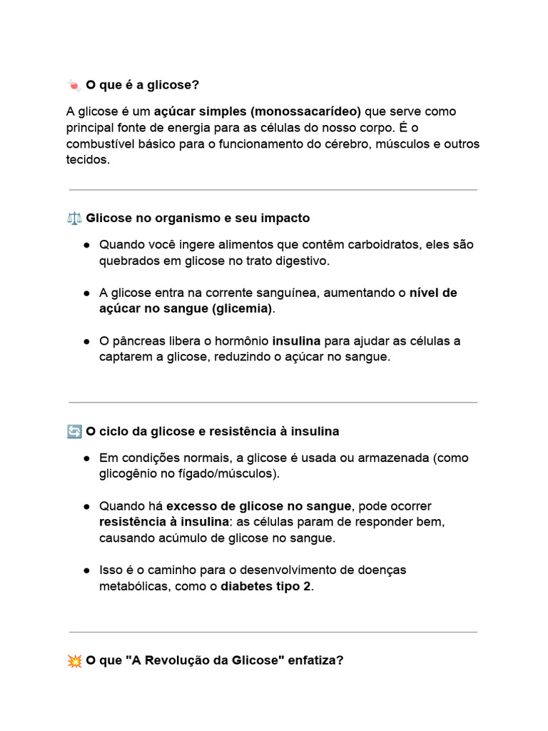 Um Estudo Sobre A Glicose, Anotações Do Livro A Revolução Da Glicose ...