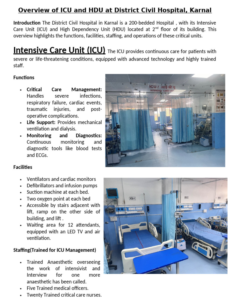 Overview of ICU and HDU at District Civil Hospital | PDF | Intensive ...