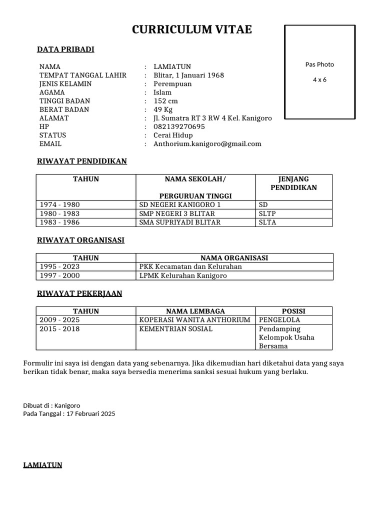 Contoh Format CV | PDF