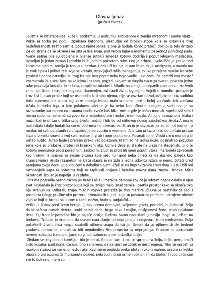 Olovna Ljubav PRICA | PDF