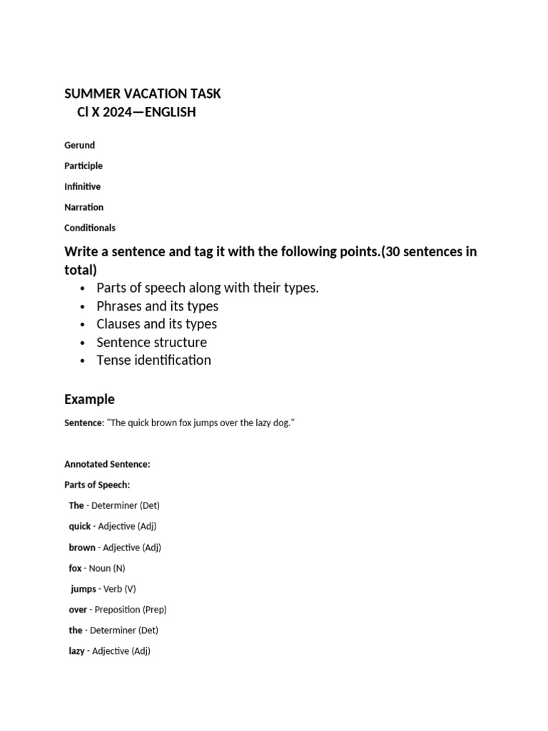 Summer Vacation Task CL Xi 25 | PDF