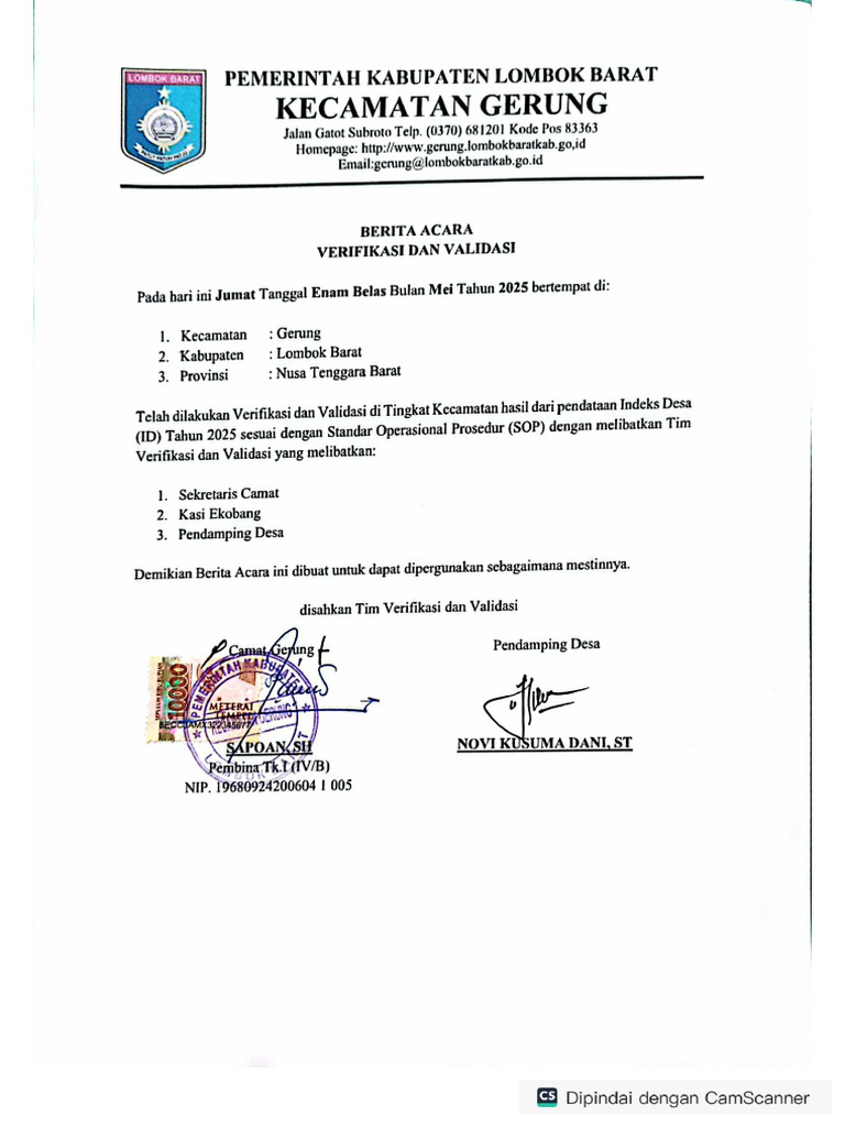 Berita Acara Indeks Desa 2025 | PDF