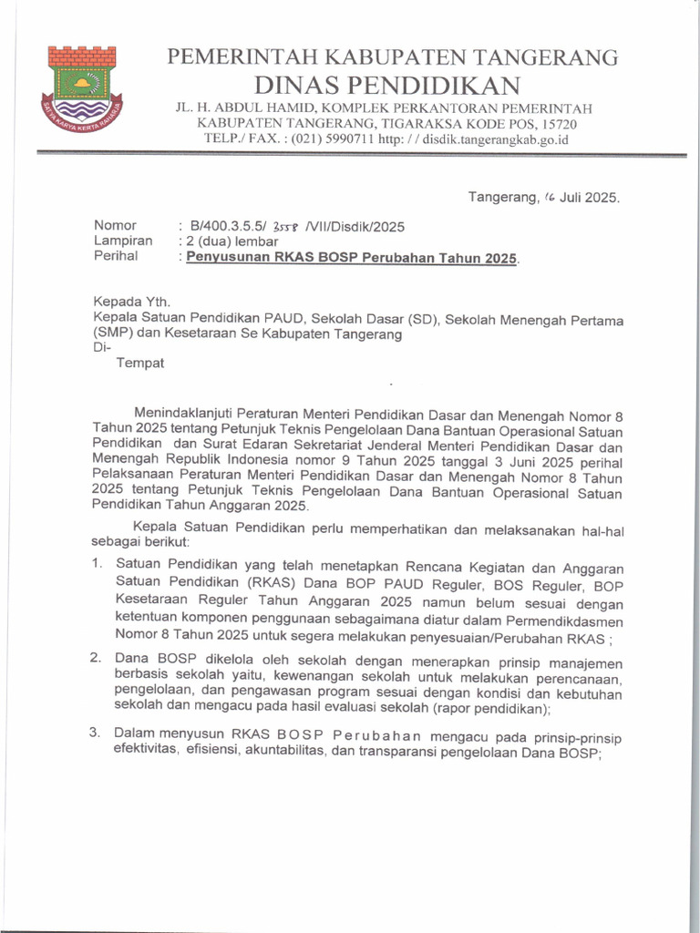 SE Perubahan BOSP | PDF