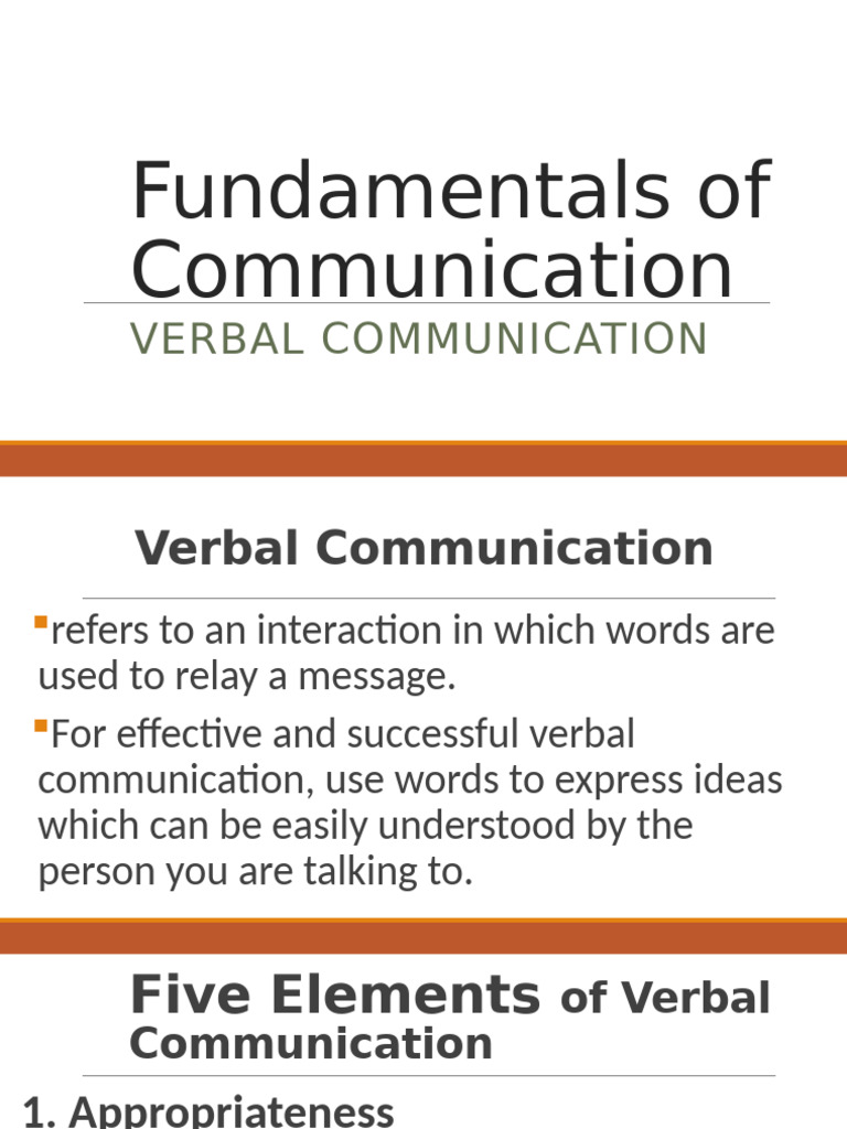 Verbal Comm 5 Elements | PDF