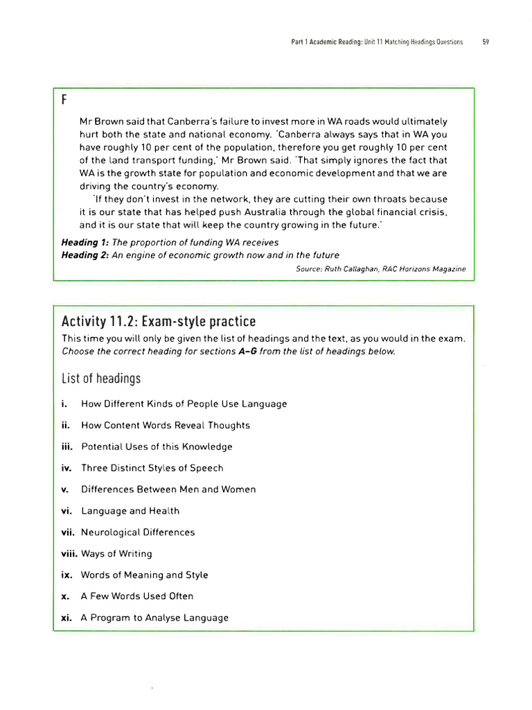 Matching Headings - Class Practice | PDF