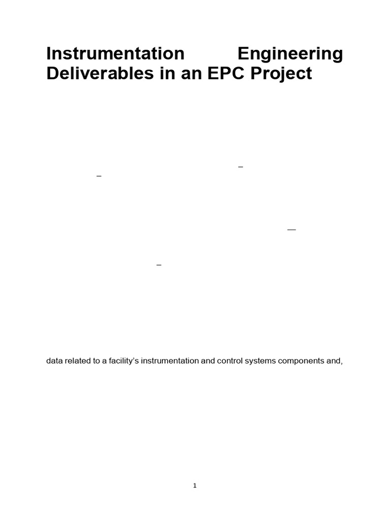 Instrumentation Deliverables in EPC Projects | PDF | Instrumentation ...