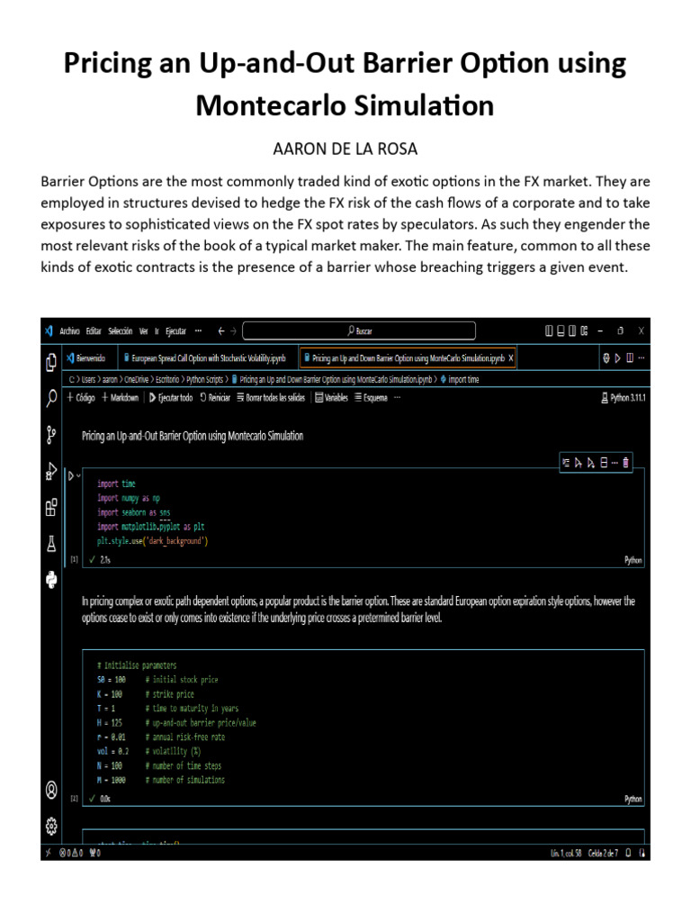 Pricing A Barrier Option in Python | PDF