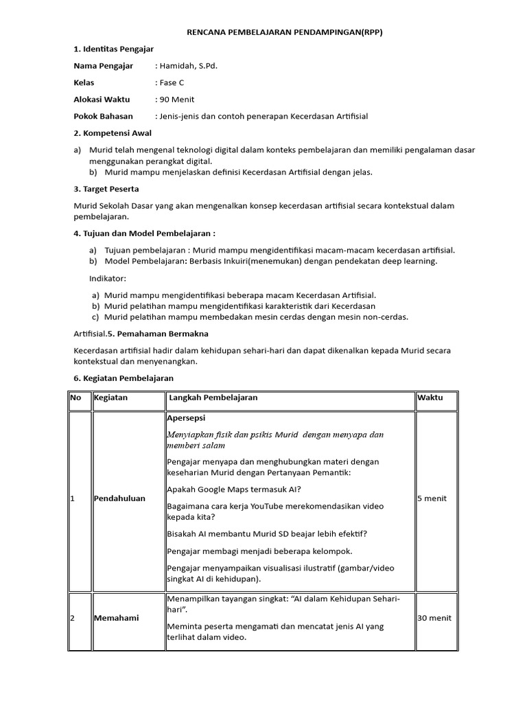 In 1.4 C - RPP - Hamidah SDN Pancor V | PDF