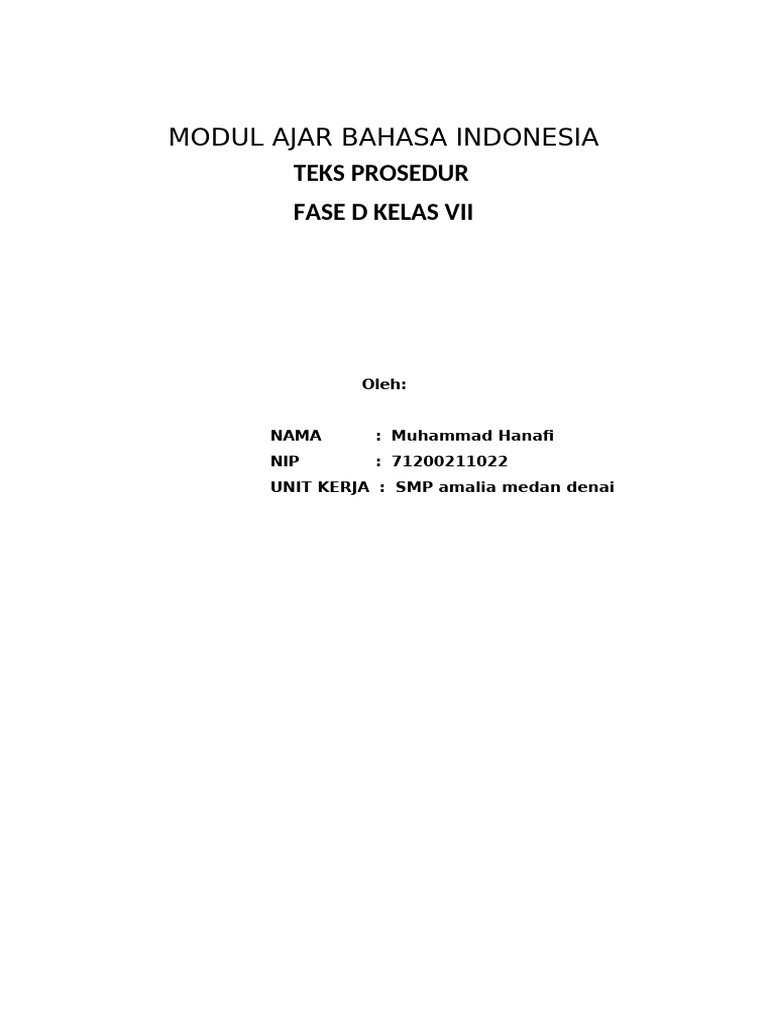 Modul Ajar Bahasa Indonesia | PDF