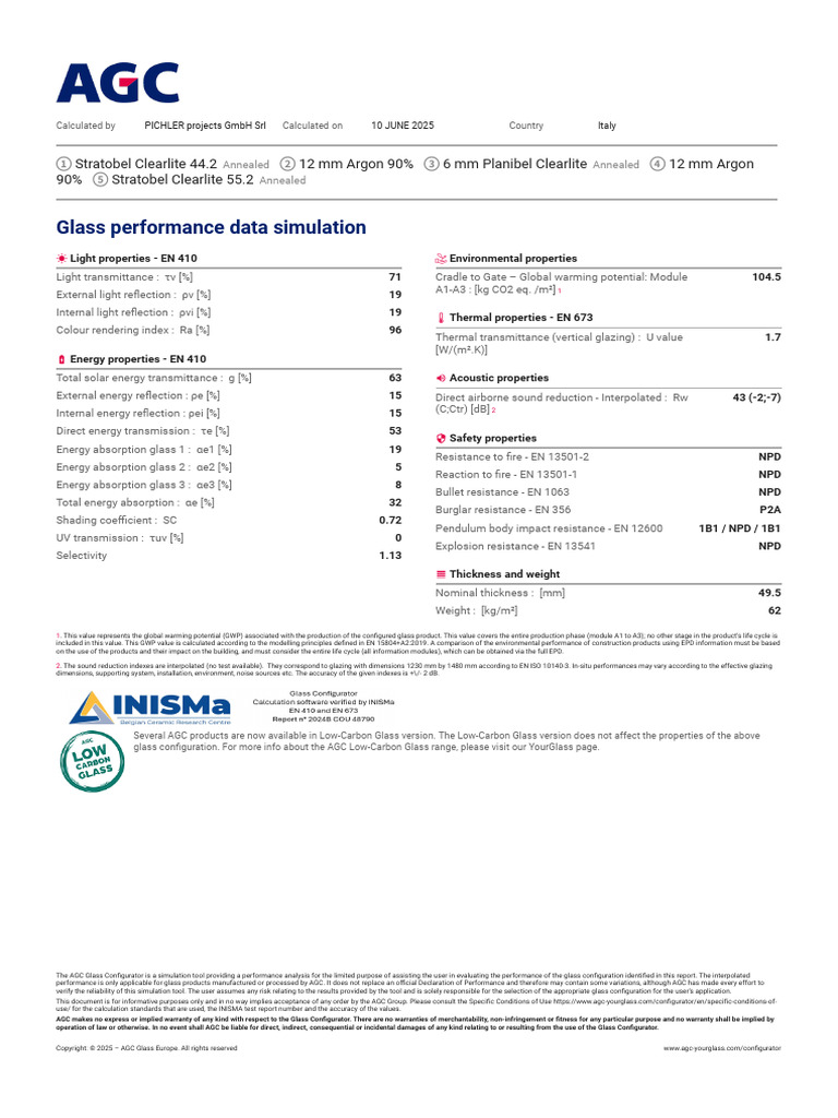 Glass Configurator Datasheet 2025-06-10 | PDF | Life Cycle Assessment