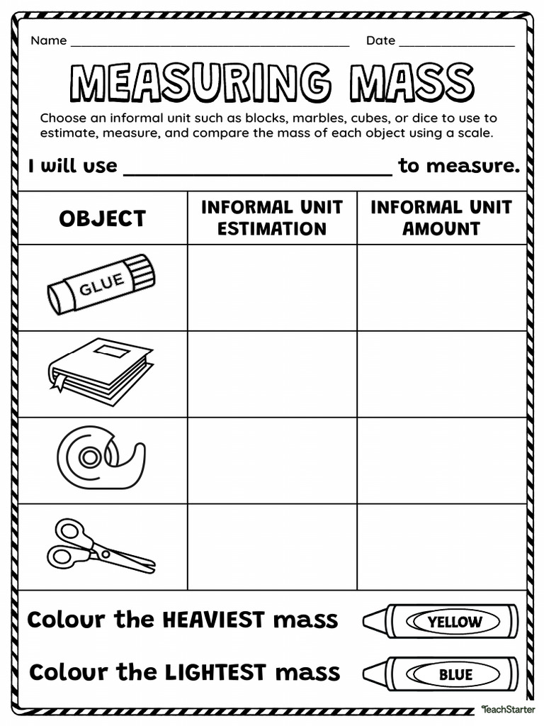 Measuring Informal Mass Worksheet Printable PDF | PDF
