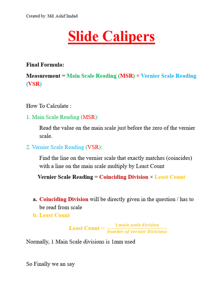 Slide Calipers Measurement Guide | PDF
