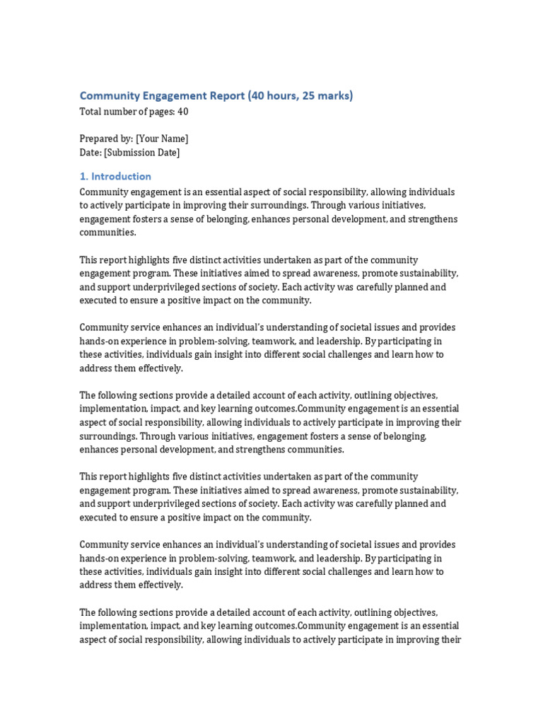 Community Engagement Activities Report | PDF | Strategic Planning ...