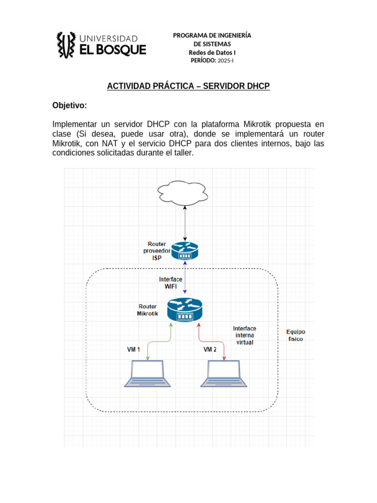 Taller - DHCP 2025 I | PDF | Dirección IP | Enrutador (Computación)