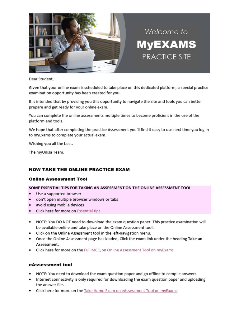Practice Exam on MyExams Portal | PDF
