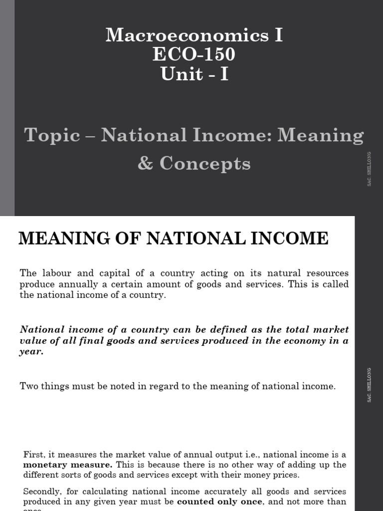 Understanding National Income Concepts | PDF | Measures Of National ...
