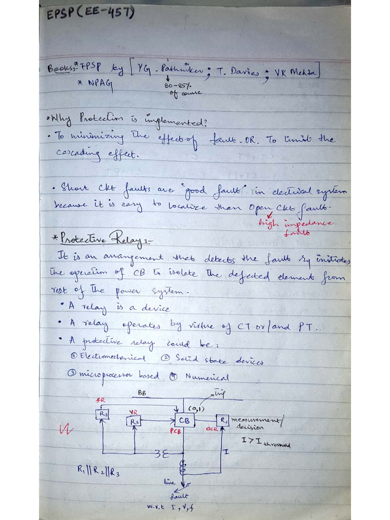 Electrical Power System Protection Notes | PDF