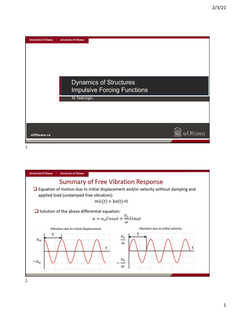 Free Vibration and Impulsive Response Analysis | PDF | Damping | Motion ...