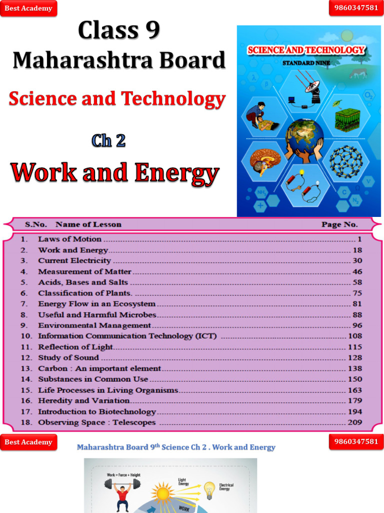 Class 9 Work and Energy Concepts | PDF | Force | Potential Energy