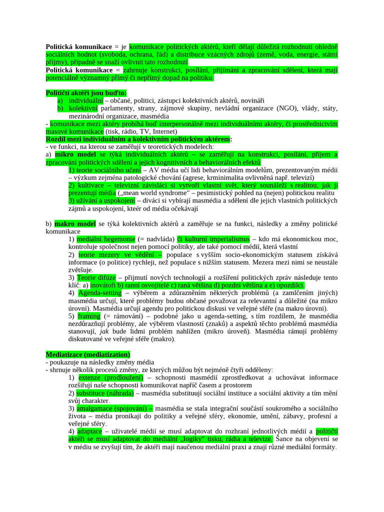 Zapsiky Politicka Komunikace | PDF