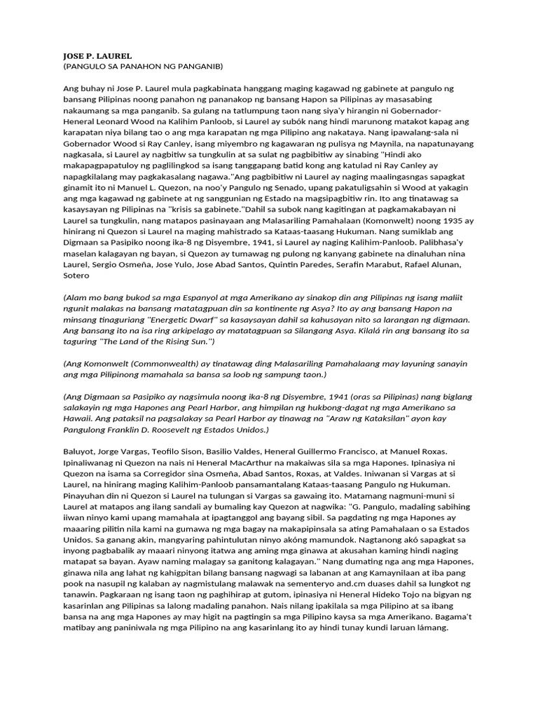Jose P. Laurel | PDF