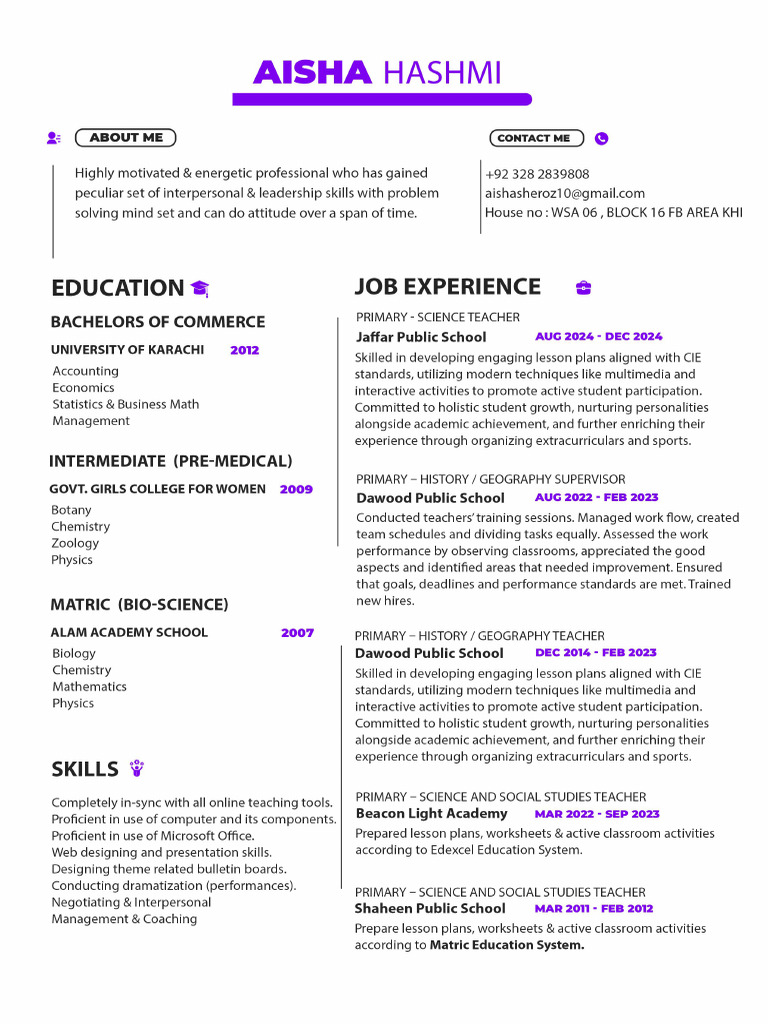 Aisha Hashmi Resume | PDF