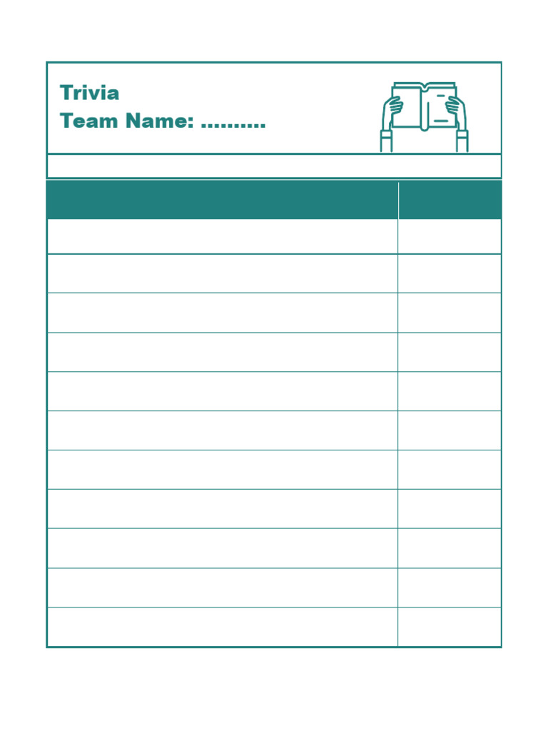 Trivia - Answer Sheet | PDF