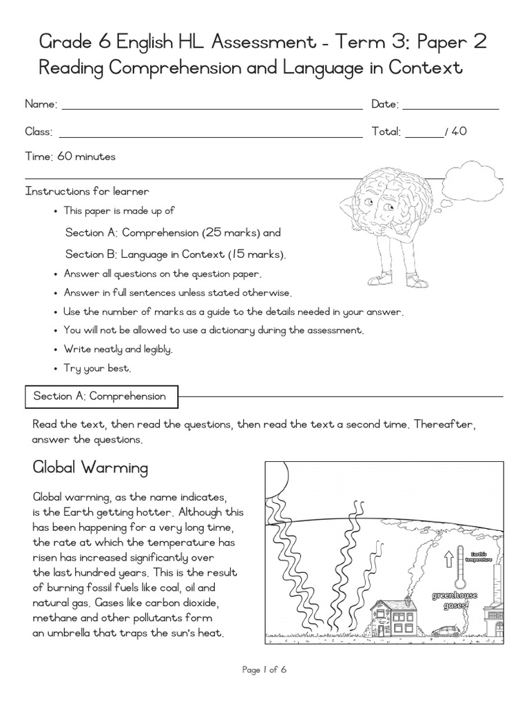 Grade 6 Global Warming Assessment | PDF | Climate Change | Global ...