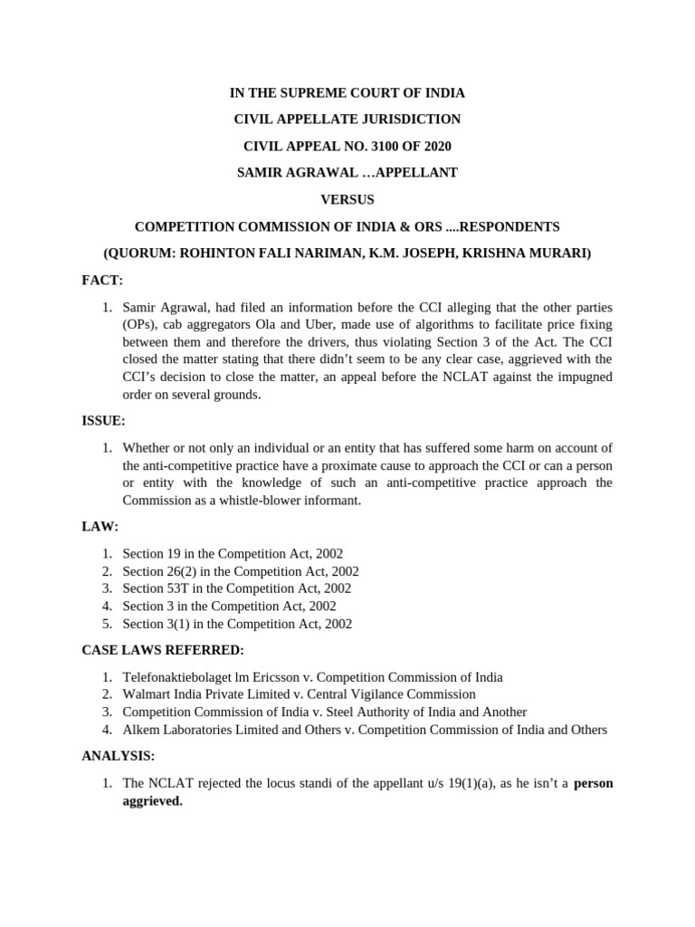 Samir Agarwal Vs CCI and Ors. | PDF