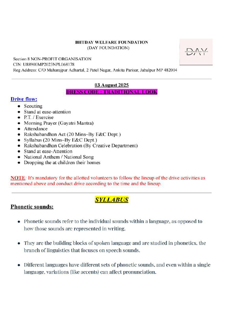 DAY - Drive Syllabus 03 August | PDF