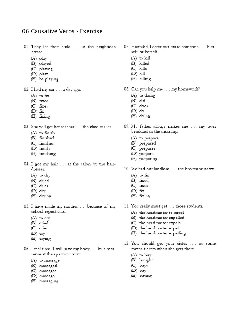 06 Causative Verbs - Exercise | PDF