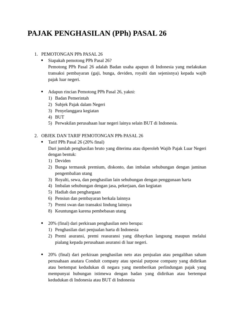 Panduan PPh Pasal 26 untuk WP LN | PDF