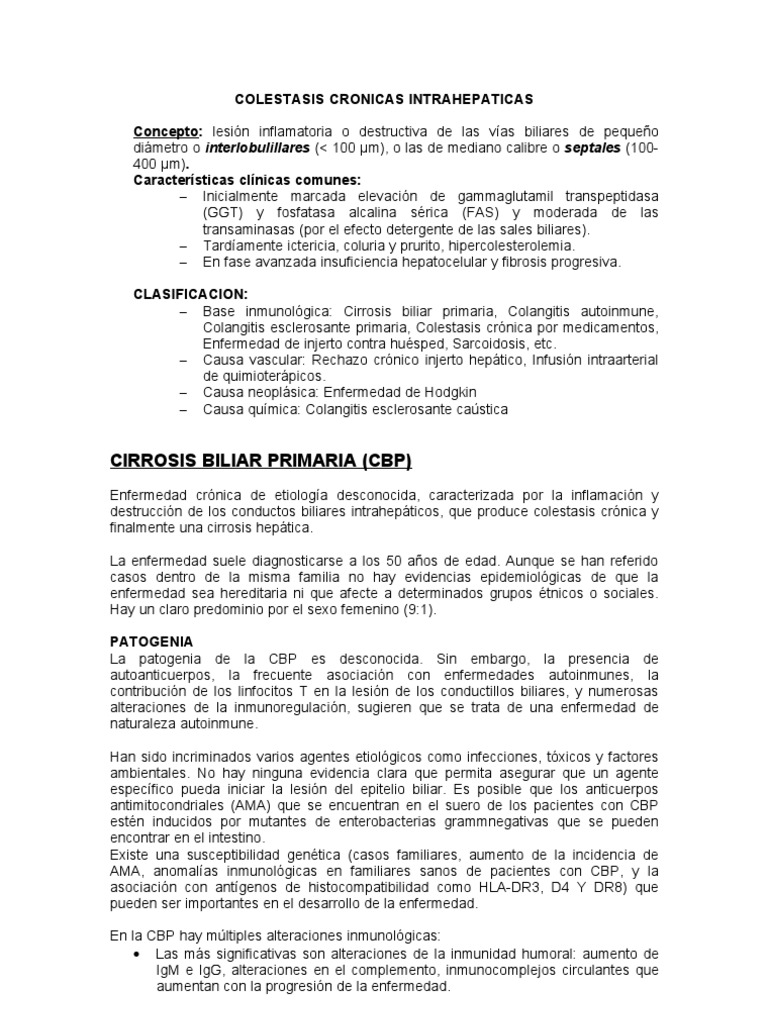 Colestasis Crónica Intrahepática: Causas y Síntomas | PDF | Cirrosis ...